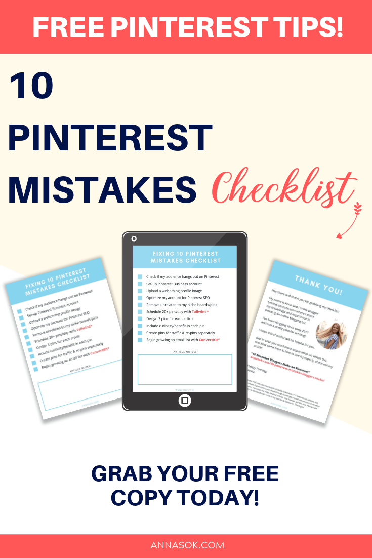 Pinterest Checklist for Bloggers - Free Download - AnnaSok